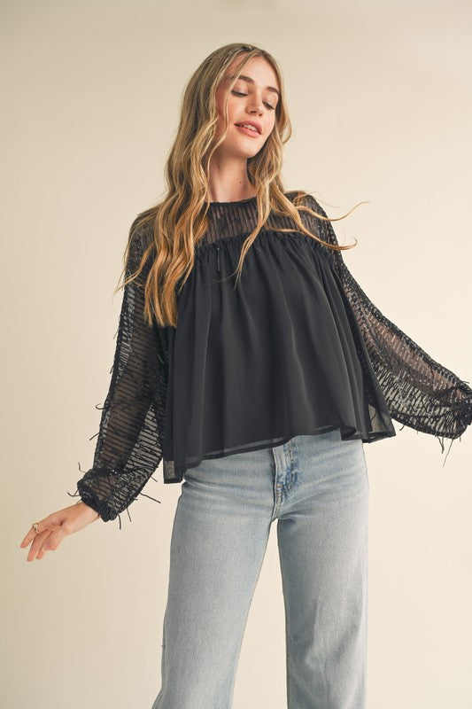 Aria Sheer Texture Blouse – Zydial Boutique